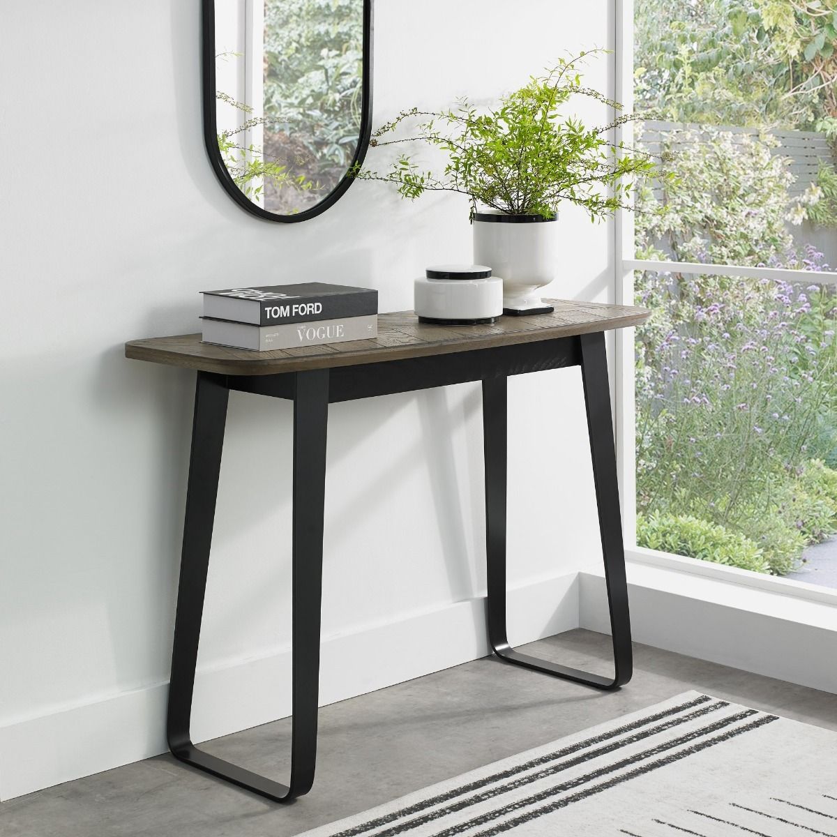 Emerson Weathered Oak & Peppercorn Console Table by Bentley Designs ...