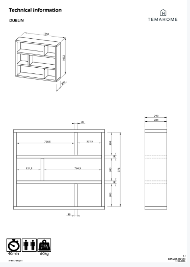 Dublin Low Shelving Unit Concrete Look Melamine Finish | Style Our Home