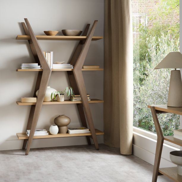Kristen Oak & Light Weathered Oak Open Display Unit by Bentley Designs ...